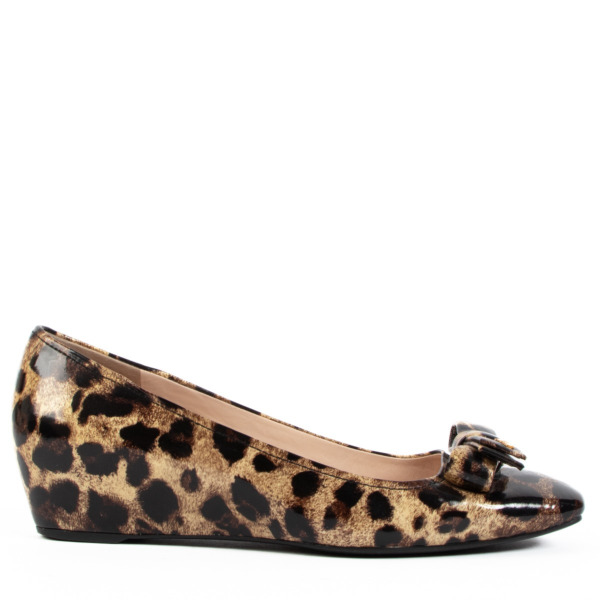 Prada Linea Rossa Leopard Print Patent Leather Wedges - Size 39 ...