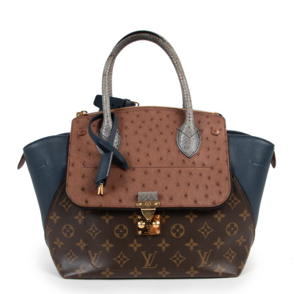 Louis Vuitton Majestueux Blue Python Ostrich Monogram Top Handle ...