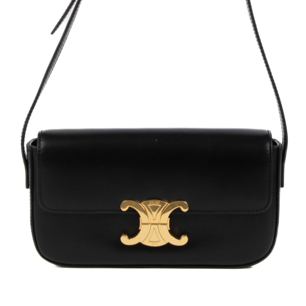 Celine Black Satin Calfskin Claude Shoulder Bag Labellov Buy and Sell ...