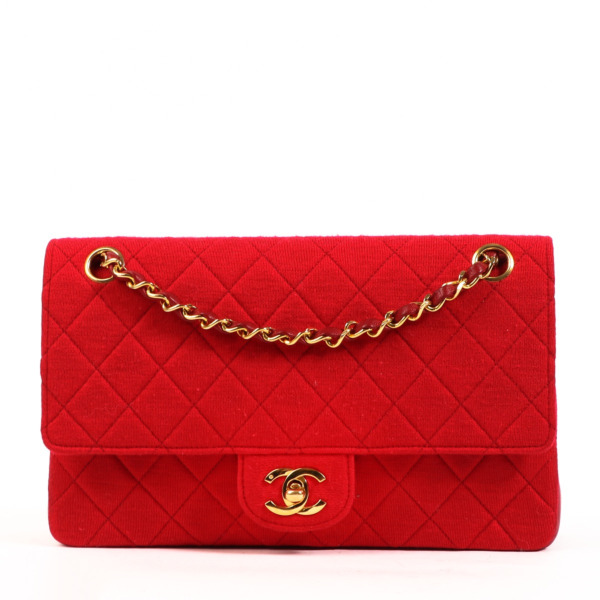 Chanel Red Fabric and Leather Medium Classic Flap Bag Labellov Buy and ...