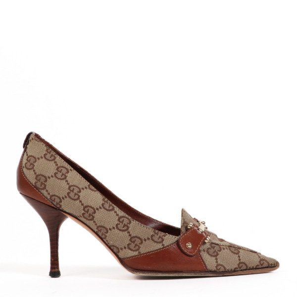 Gucci GG Canvas Horsebit Heels - Size 37 Labellov Buy and Sell ...