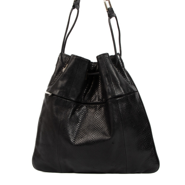 Gucci Tom Ford Black Snakeskin Drawstring Chain Bag Labellov Buy and ...