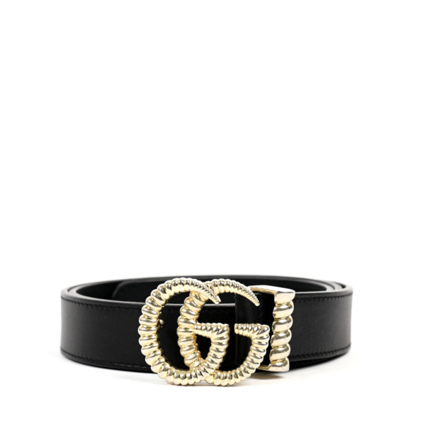 Gucci Black Leather GG belt - size 80 Labellov Buy and Sell Authentic ...