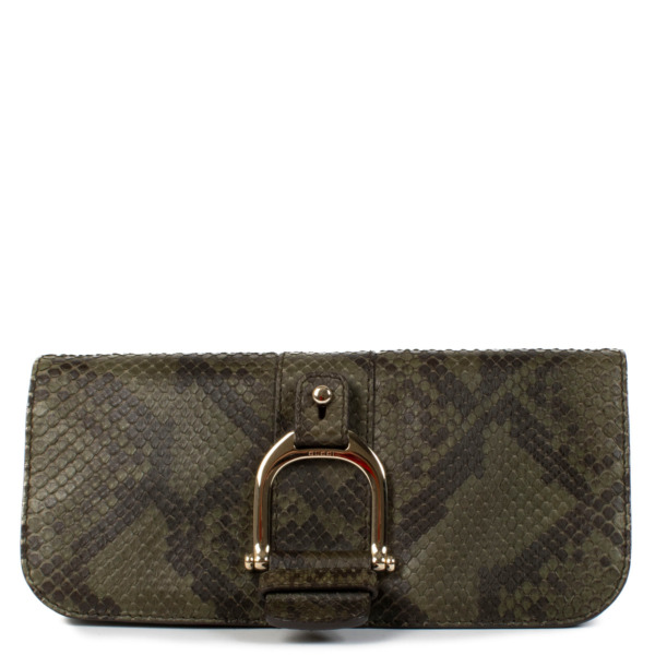 Gucci Khaki Green Python Greenwich Clutch Bag Labellov Buy and Sell ...