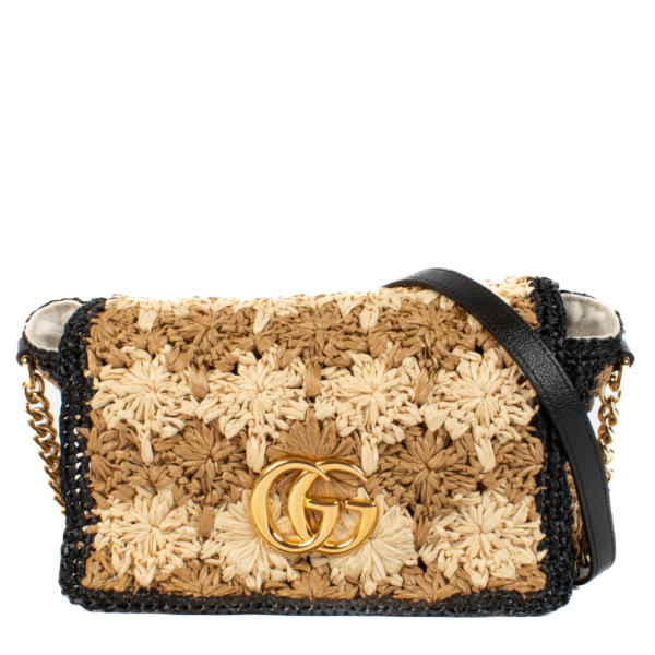 Gucci Raffia Crochet GG Marmont Bag Labellov Buy and Sell Authentic Luxury