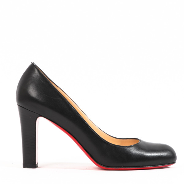 Christian Louboutin Black Leather Simple Pumps 85 - size 37 Labellov ...