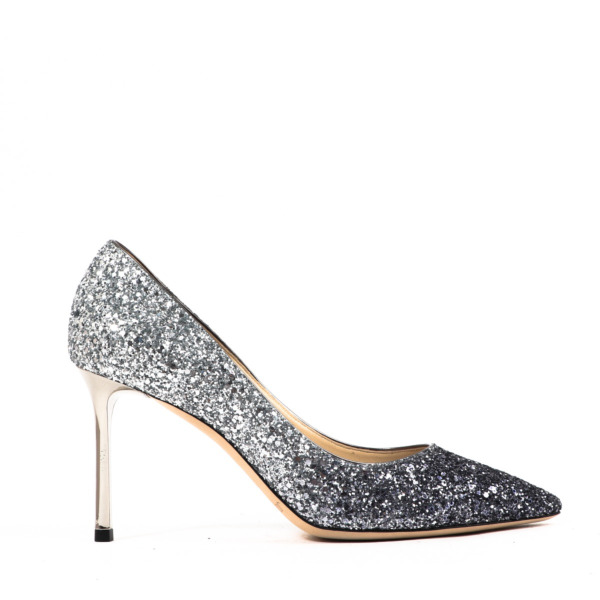 Jimmy Choo Silver Navy Romy 85 Pumps Labellov Buy and Sell Authentic Luxury