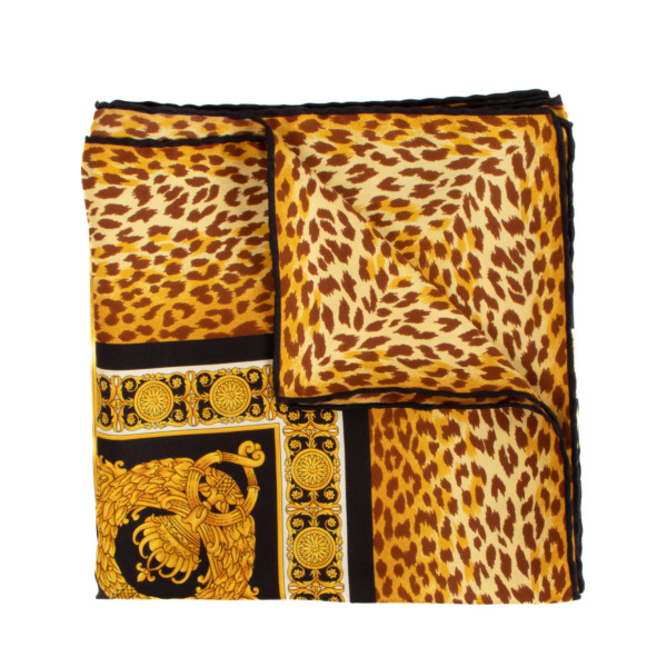 Versace Gold Leopard Barroco Print Silk Scarf Labellov Buy and Sell ...