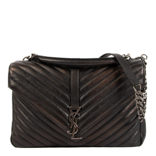 Saint Laurent Black Leather College Large Chain Shoulder Bag Labellov Buy and Sell Authentic Luxury