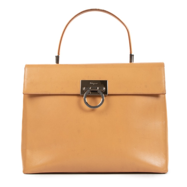 Ferragamo Beige Leather Medium Iconic Top Handle Bag Labellov Buy and ...