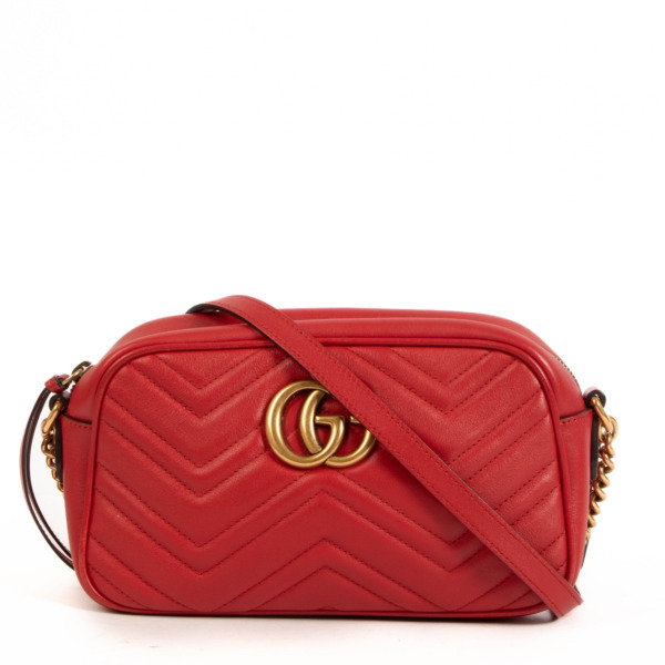 Gucci Vibrant Red Matelassé GG Marmont Crossbody Labellov Buy and Sell ...