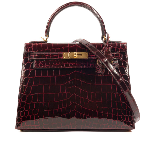 Hermès Kelly II 28 Sellier Bordeaux Crocodile Niloticus Lisse GHW ...