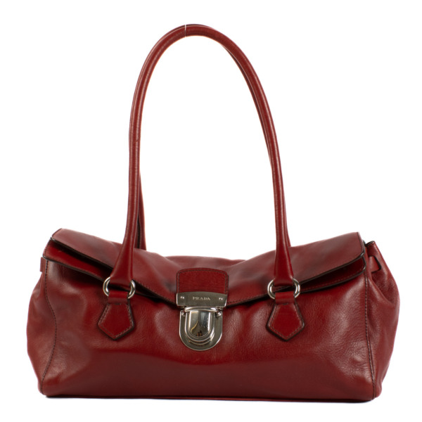 Prada Red Leather Shoulder Bag Labellov Buy and Sell Authentic Luxury