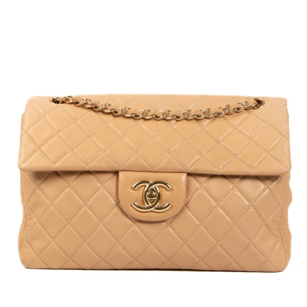 Chanel Beige Lambskin Maxi Classic Bag Labellov Buy and Sell Authentic ...
