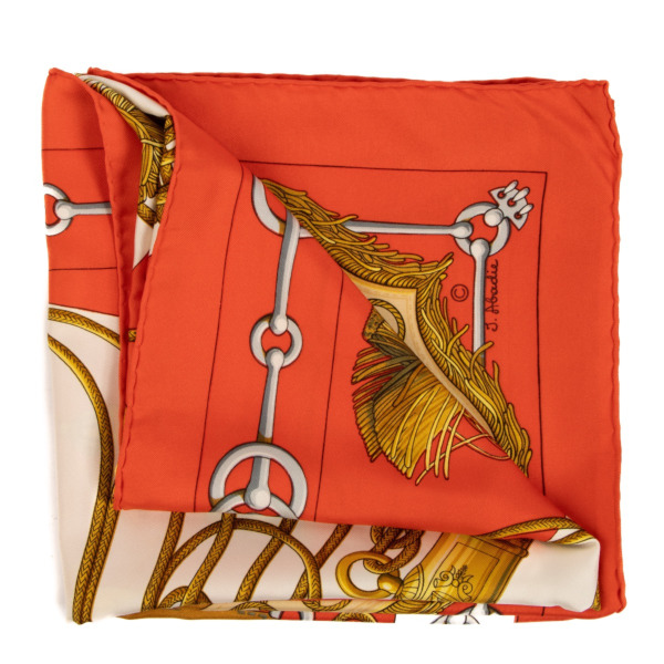 Hermès Orange Cliquetis Silk Scarf Labellov Buy and Sell Authentic Luxury