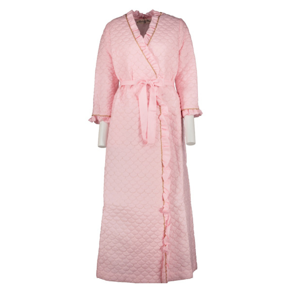 Christian Dior Vintage Pink Quilted Ruffle Trim Robe Labellov Buy and ...