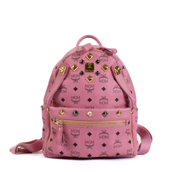 MCM Pink Visetos Studded Small Dual Stark Backpack Labellov Buy and ...
