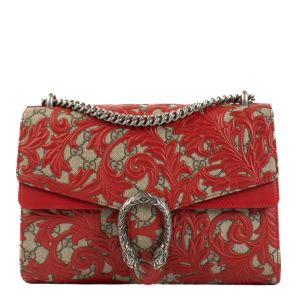 Gucci Red Arabesque GG Dionysus Medium Bag Labellov Buy and Sell ...