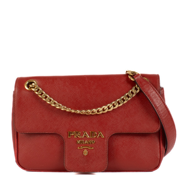 Prada Red Saffiano Flap Crossbody Bag Labellov Buy and Sell Authentic ...