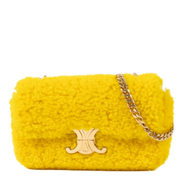 Céline Yellow Shearling Triomphe Clutch Labellov Buy and Sell Authentic ...
