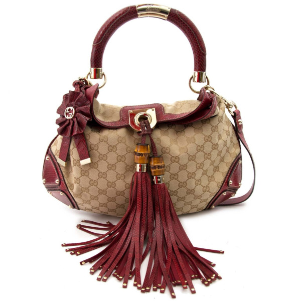Gucci Limited Edition Monogram And Red Python Indy Bag Labellov Buy and ...