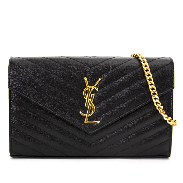 Yves Saint Laurent Black Quilted Wallet On A Chain Labellov Buy and Sell Authentic Luxury
