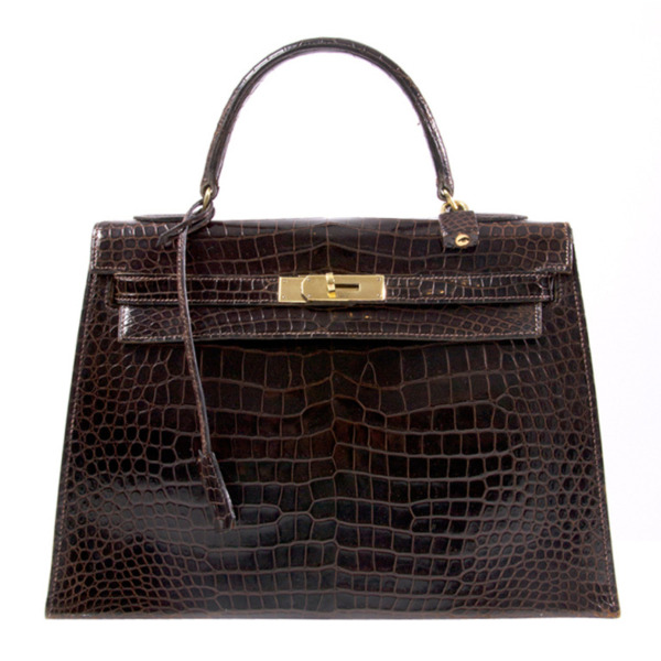 Brown Kelly Croco Prosorus bag Labellov Buy and Sell Authentic Luxury